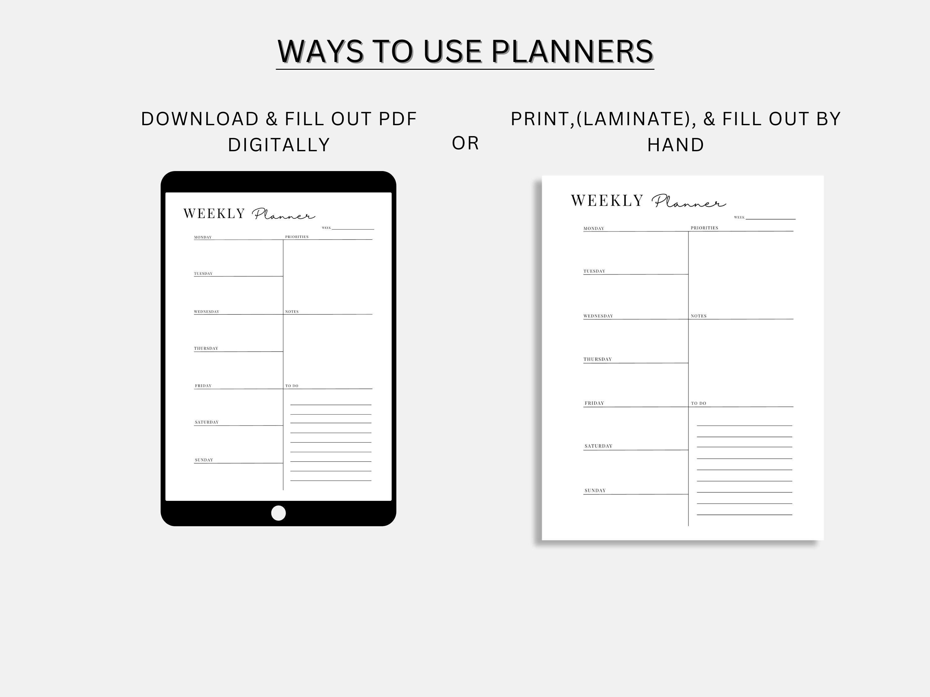 Weekly Planner Printable, Minimalist Weekly Planner, Weekly to Do List ...