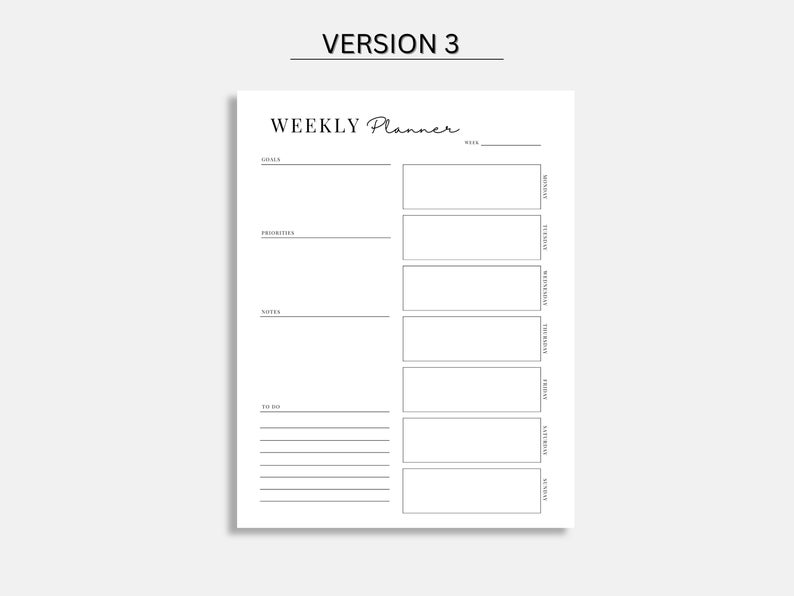 Weekly Planner Printable, Minimalist Weekly Planner, Weekly to Do List ...