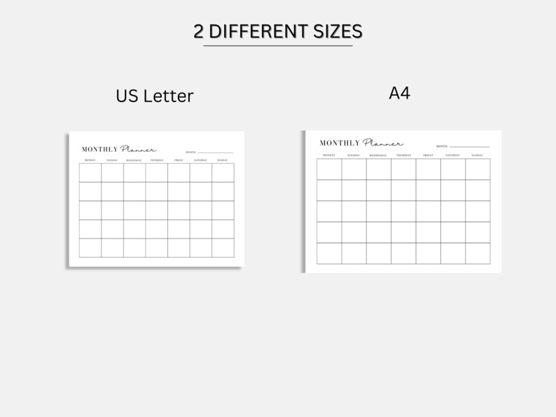 Undated Monthly Planner Printable, Digital Monthly Planners, Monthly ...