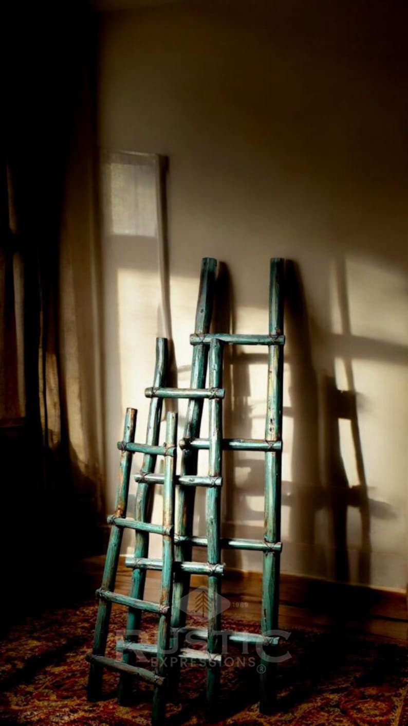 Rustic Tarahumara Ladder - Blanket Ladder: Modern Farmhouse Decor ...