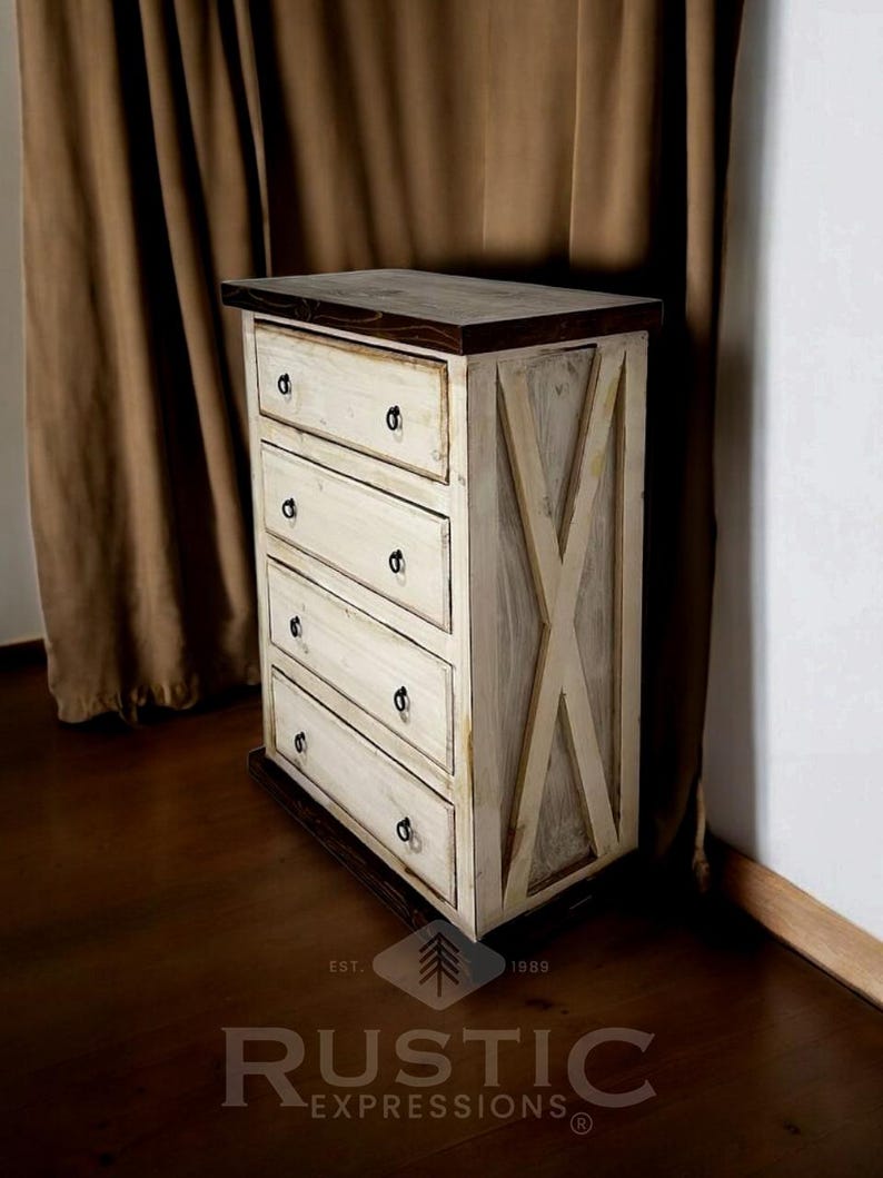 Farm House Chest of Drawers, Handmade Tall Dresser, Carved Wood 4 ...