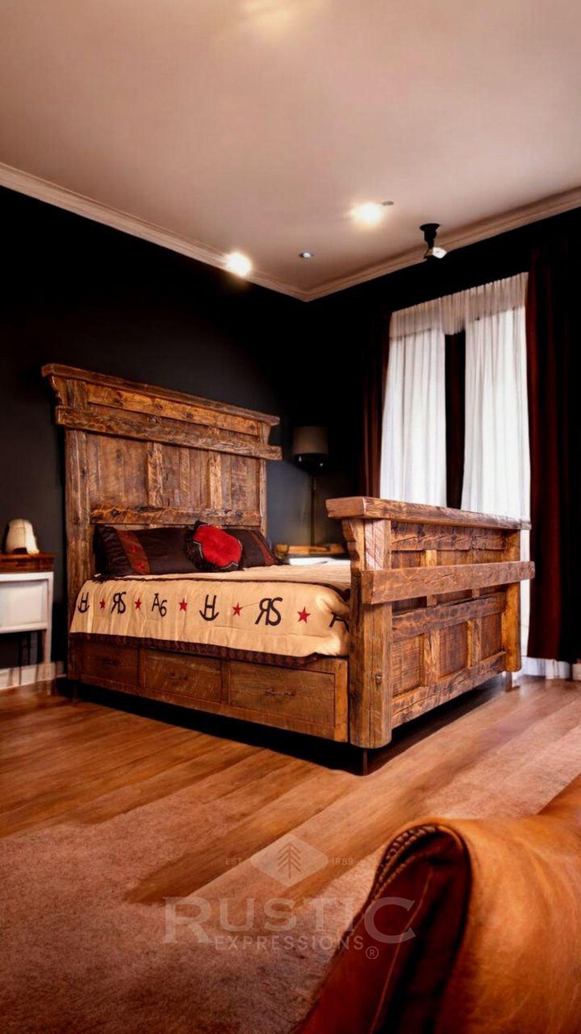 Old Fashion Bed, Handcrafted Rustic Bed, Eco-friendly Solid Wood Bed ...