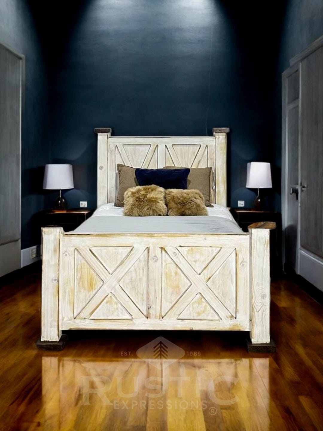 Farm House Bed, Rustic Farmhouse Bed Frame, Handmade King or Queen Size ...