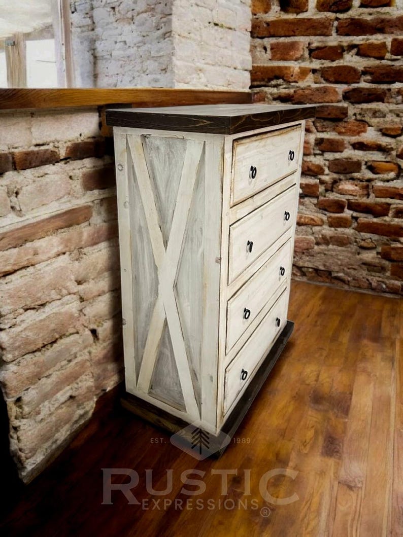 Farm House Chest of Drawers, Handmade Tall Dresser, Carved Wood 4 ...