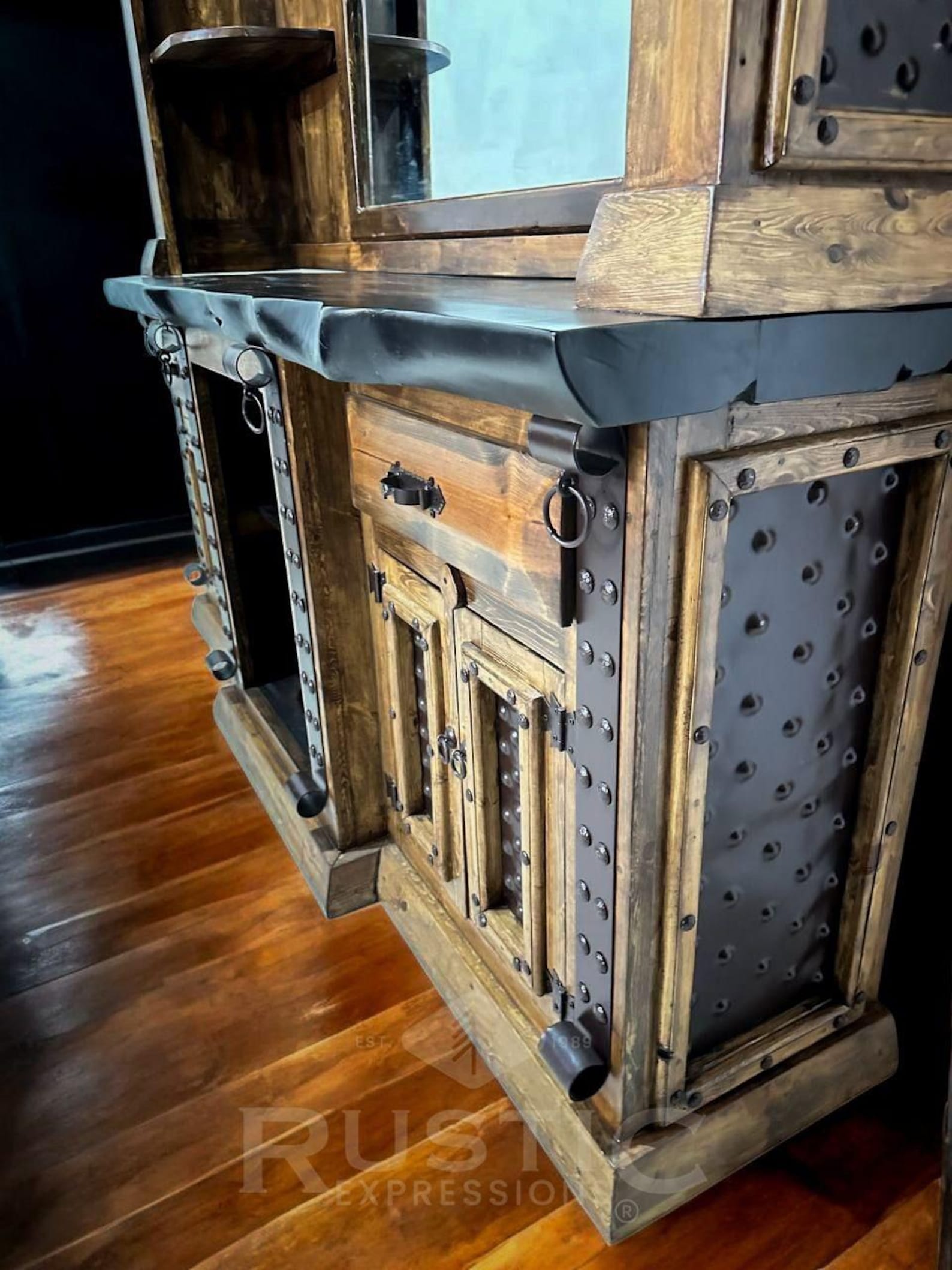 Virginia Back Bar, Rustic Back Bar Cabinet, Virginia Style Tall Bar ...