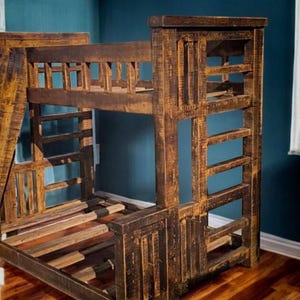 Old Fashion Bunk Bed, Western Style Bunk Bed, Cabin Bunk Bed, Wooden ...