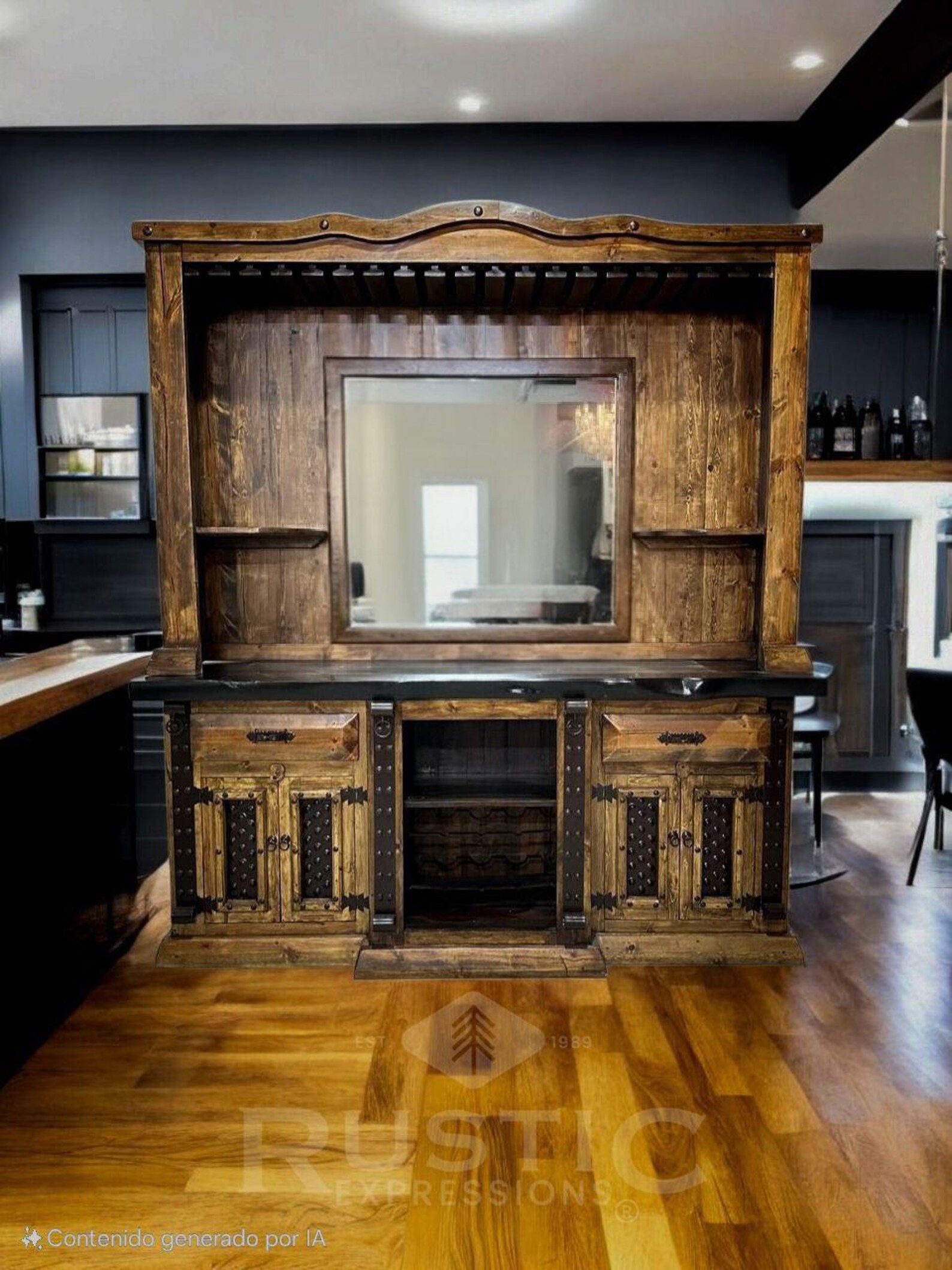 Virginia Back Bar, Rustic Back Bar Cabinet, Virginia Style Tall Bar ...