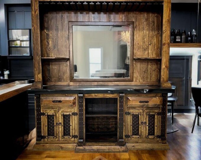 Virginia Back Bar, Rustic Back Bar Cabinet, Virginia Style Tall Bar ...