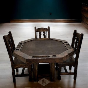 Old Fashion Poker Table, Rustic Poker Table, Handmade Wooden Game Table ...