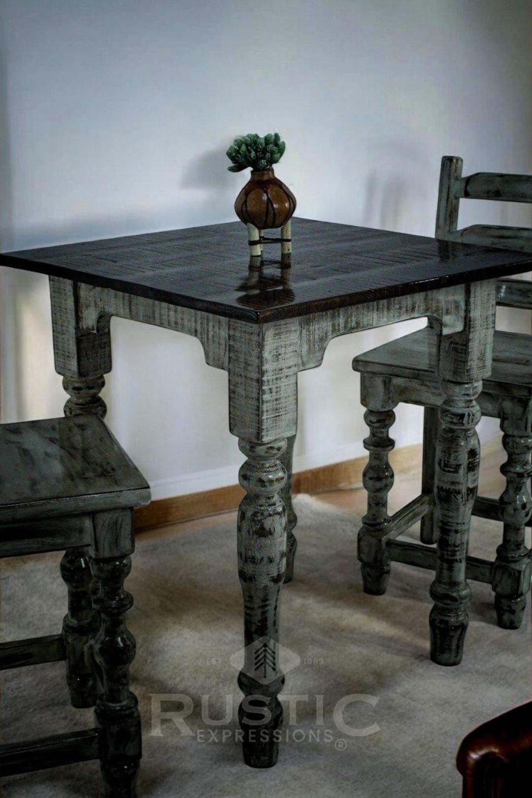 Farm Pub Table - Rustic Wood Dining Table - Distressed High Top Table ...