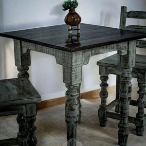 Farm Pub Table - Rustic Wood Dining Table - Distressed High Top Table ...