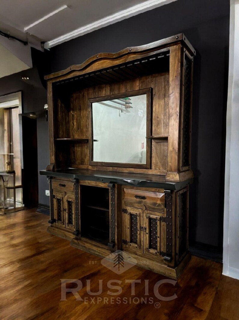 Virginia Back Bar, Rustic Back Bar Cabinet, Virginia Style Tall Bar ...
