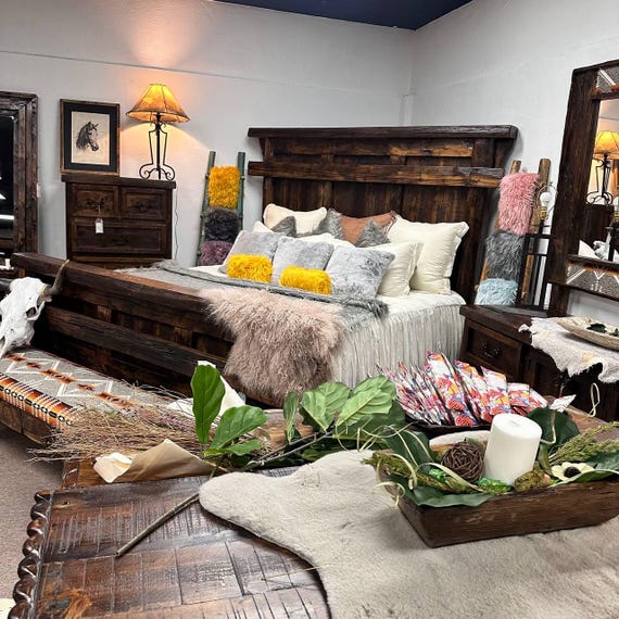 Rustic style bed store