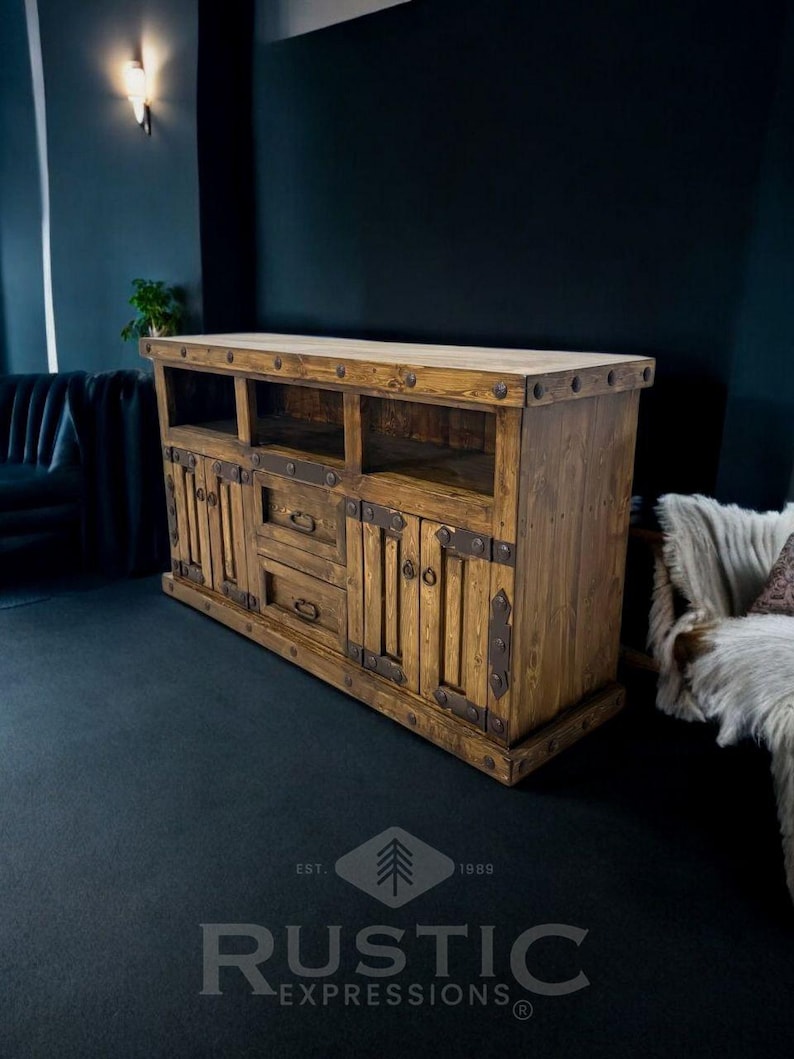 Dakota TV Console, Stylish & Rustic, Rustic TV Console, Metal Accents ...