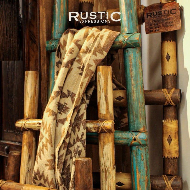 Rustic Tarahumara Ladder - Blanket Ladder: Modern Farmhouse Decor ...