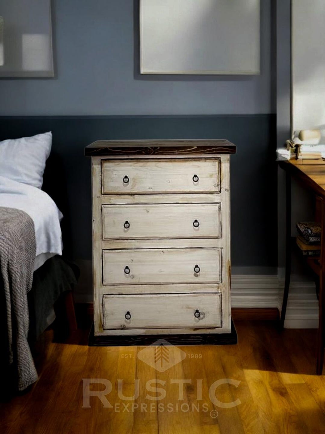 Farm House Chest of Drawers, Handmade Tall Dresser, Carved Wood 4 ...