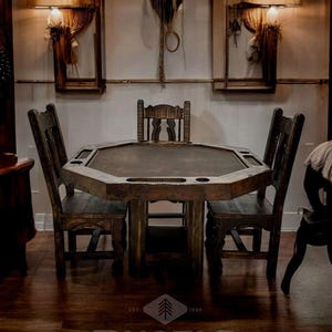 Old Fashion Poker Table, Rustic Poker Table, Handmade Wooden Game Table ...