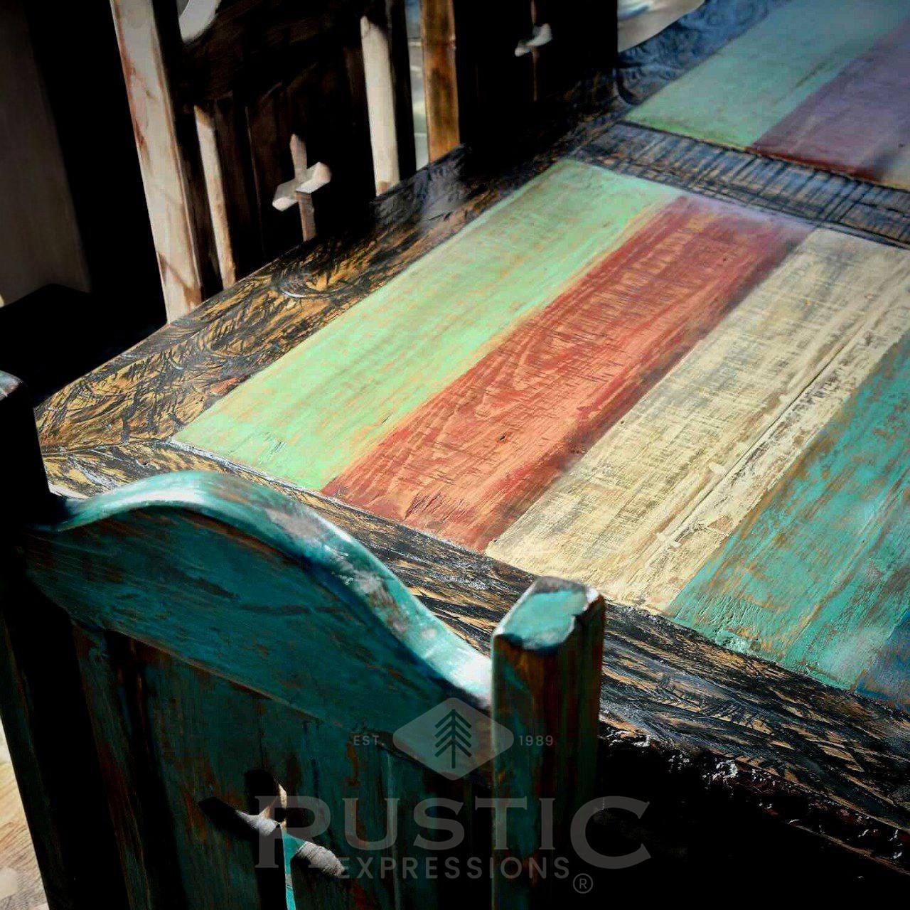 Santa Fe Dining Table Set - Vintage Reclaimed Wood Southwest Furniture ...