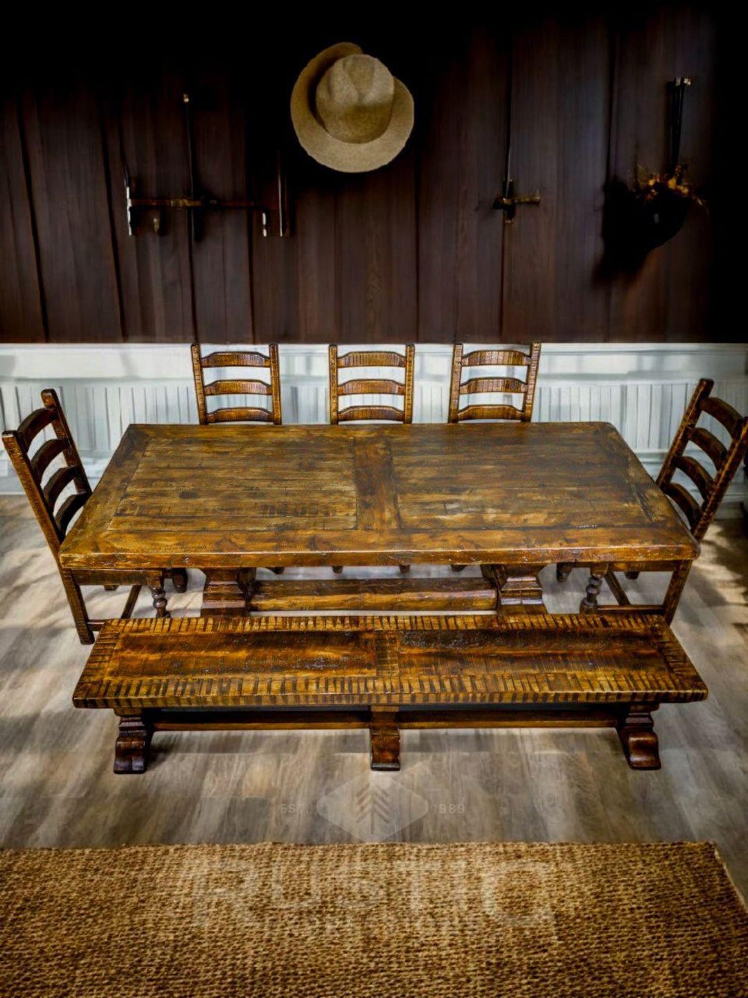 Customizable Set: Old Fashion Dining Table, Rustic Reclaimed Barnwood ...
