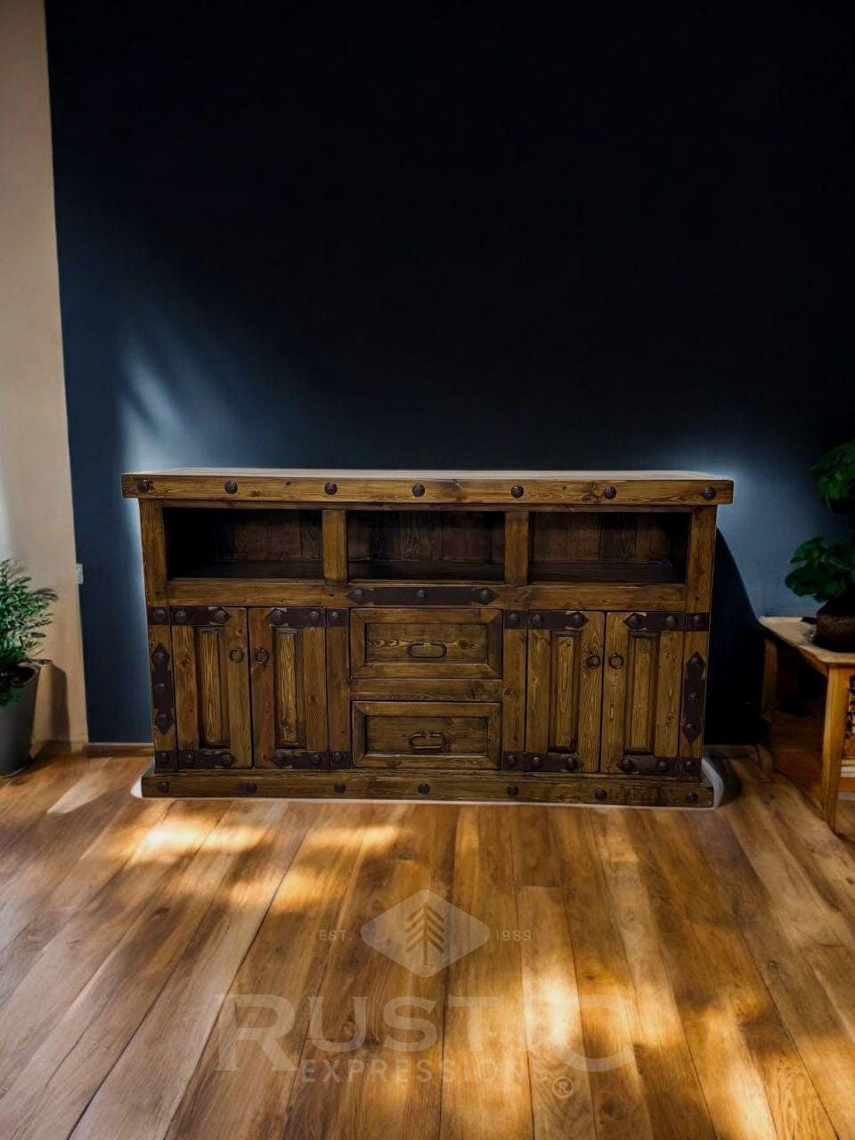 Dakota TV Console, Stylish & Rustic, Rustic TV Console, Metal Accents ...
