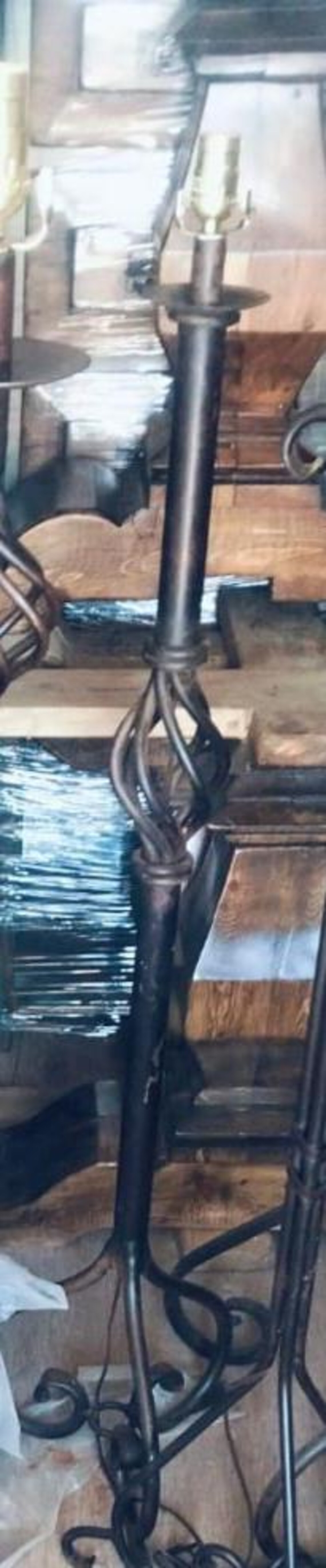 Rustic Forged Floor Metal Lamp, Handmade Iron Base Light, Industrial ...