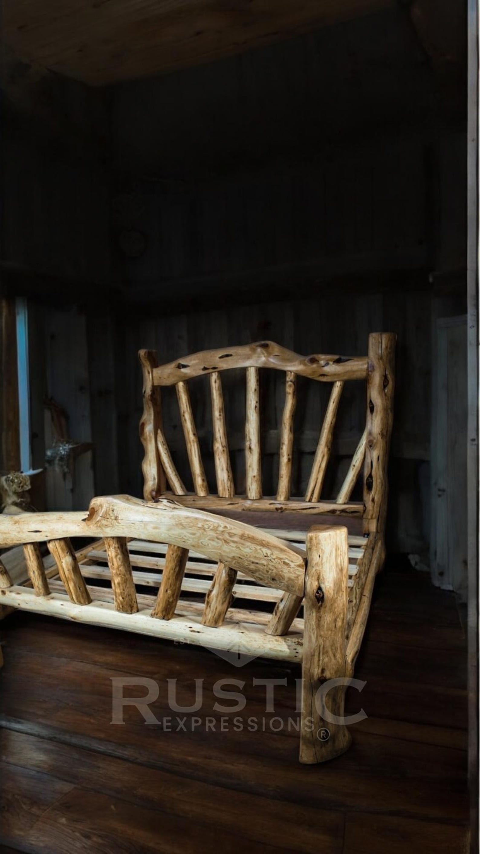 Cedar Log Bed | Rustic Cedar Bed, Solid Wood Bed Frame, Custom Log Bed, Handcrafted Furniture ...