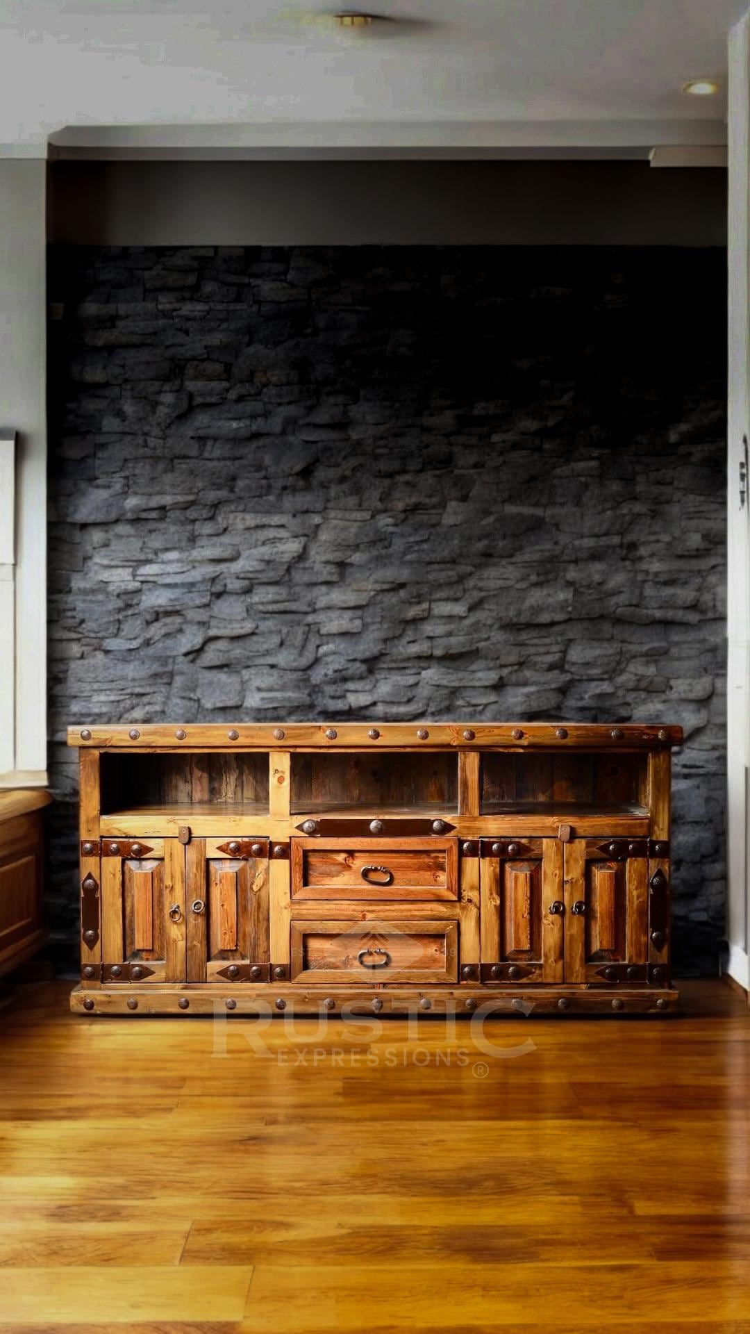 Dakota TV Console, Stylish & Rustic, Rustic TV Console, Metal Accents ...