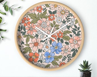 Unique and Pretty Wall Clock New in Box, Floral Design - Etsy