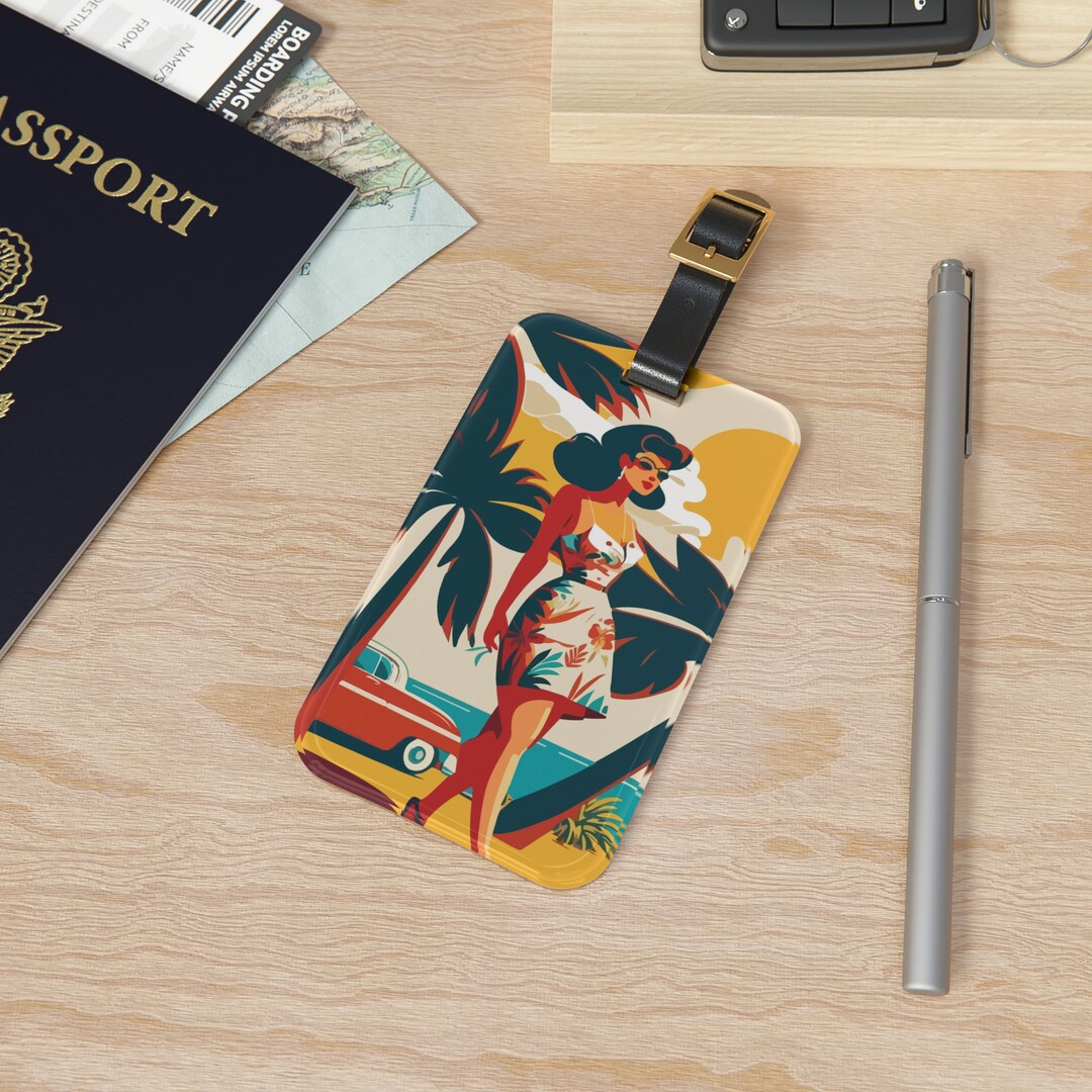 Retro Beach Vacation Luggage Tag - Etsy