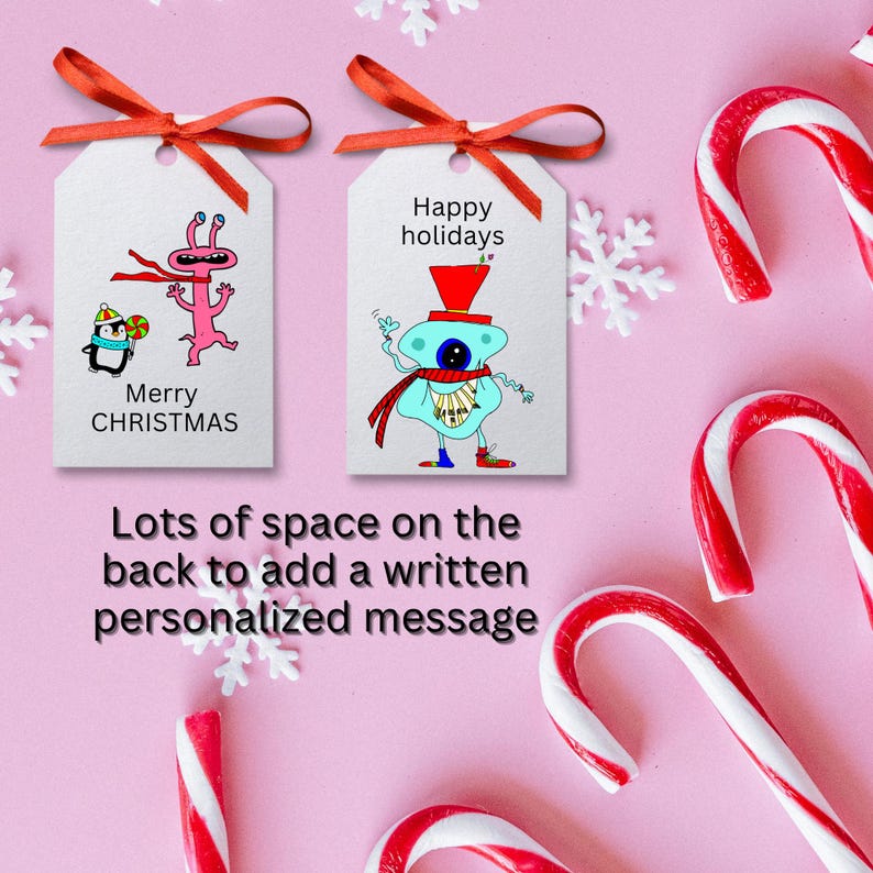 Printable Monster Christmas Gift Tags (digital Download) - Etsy