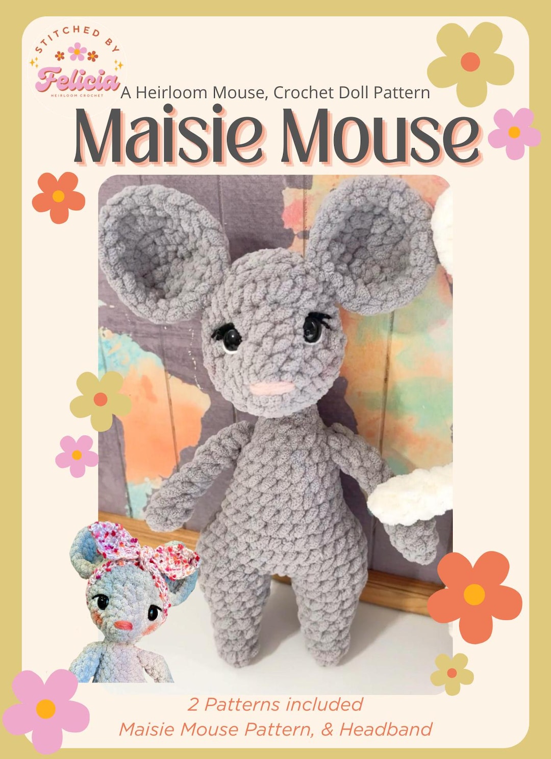 Maisie Mouse Crochet PATTERN! | 2 Patterns Included | Mouse Amigurumi ...