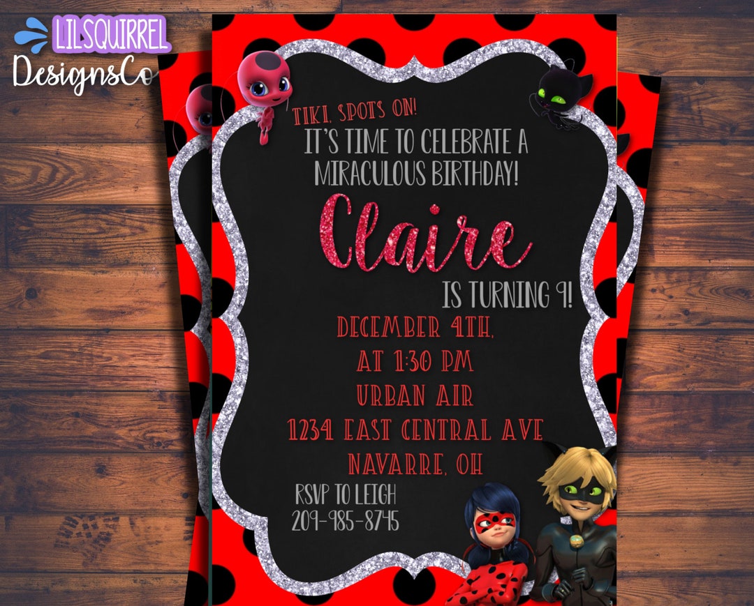 Miraculous Ladybug Birthday Invitation Digital File - Etsy