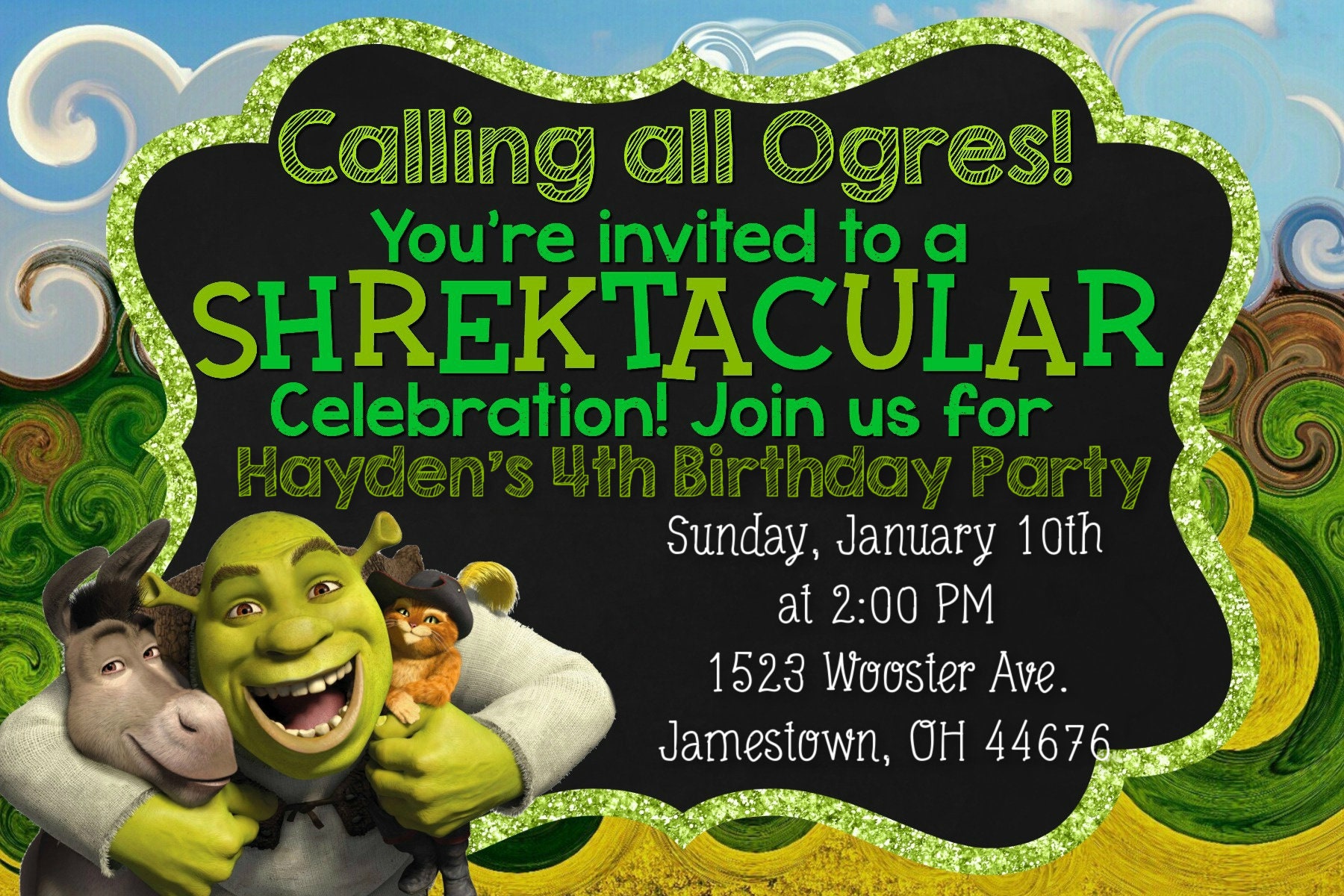 Shrek Birthday Party Invitation - Digital File - Any Age - Etsy