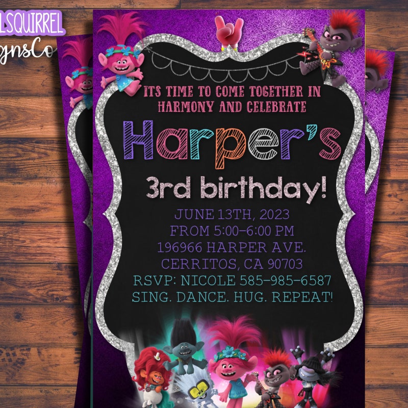 Trolls World Tour Invitation - Etsy