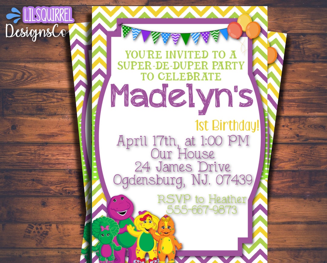 Barney Birthday Party Invitation - Digital File Only - Etsy