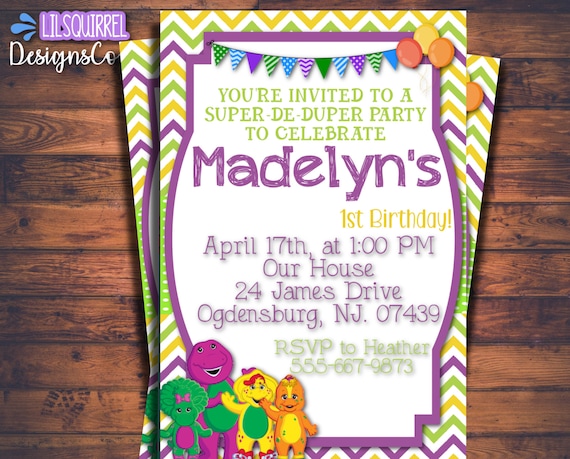 Barney Birthday Party Invitations
