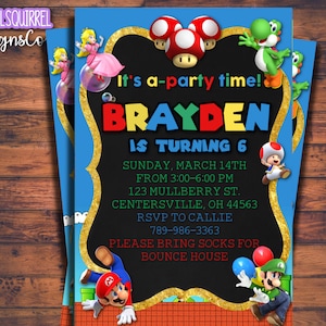 Super Mario Invitation - Digital File - Etsy