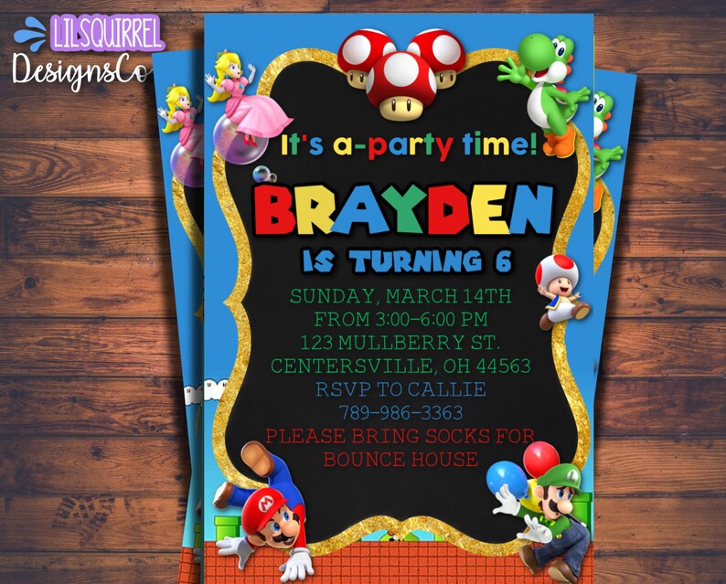 Super Mario Invitation - Digital File - Etsy
