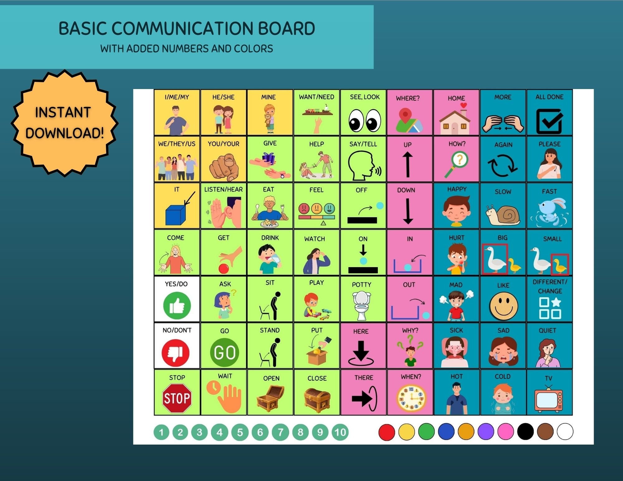 Core Communication Board, Core Board, AAC, Speech Tools, Non-verbal ...
