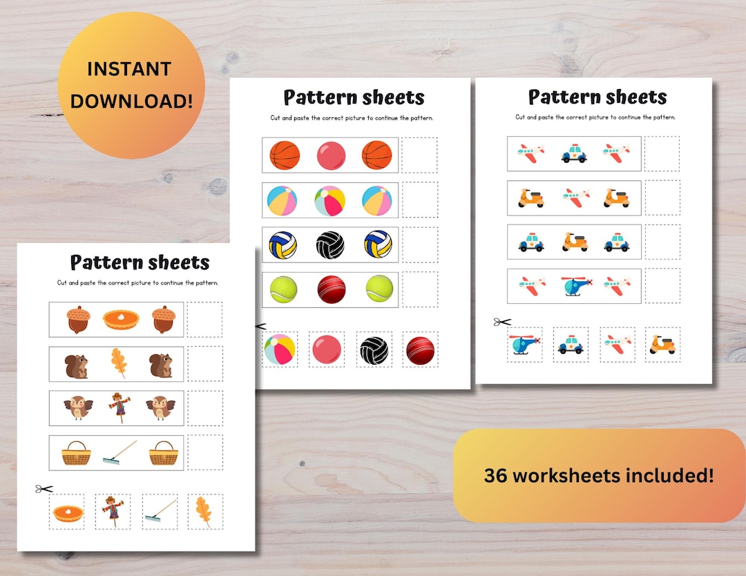 AB Pattern Worksheet Bundle; Preschool; Toddler Learning; Printable ...