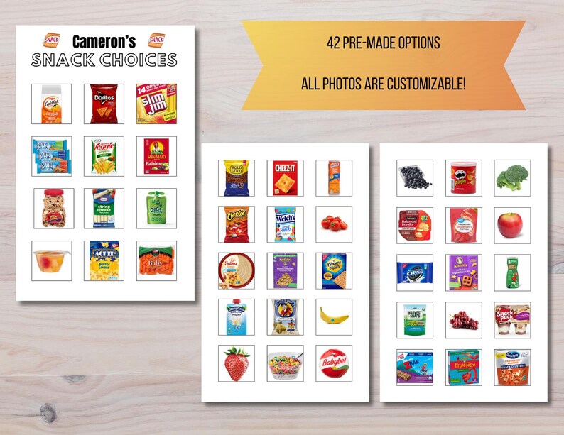 Customizable Snack Choice Board; Non-verbal, Speech Tool, Communication ...