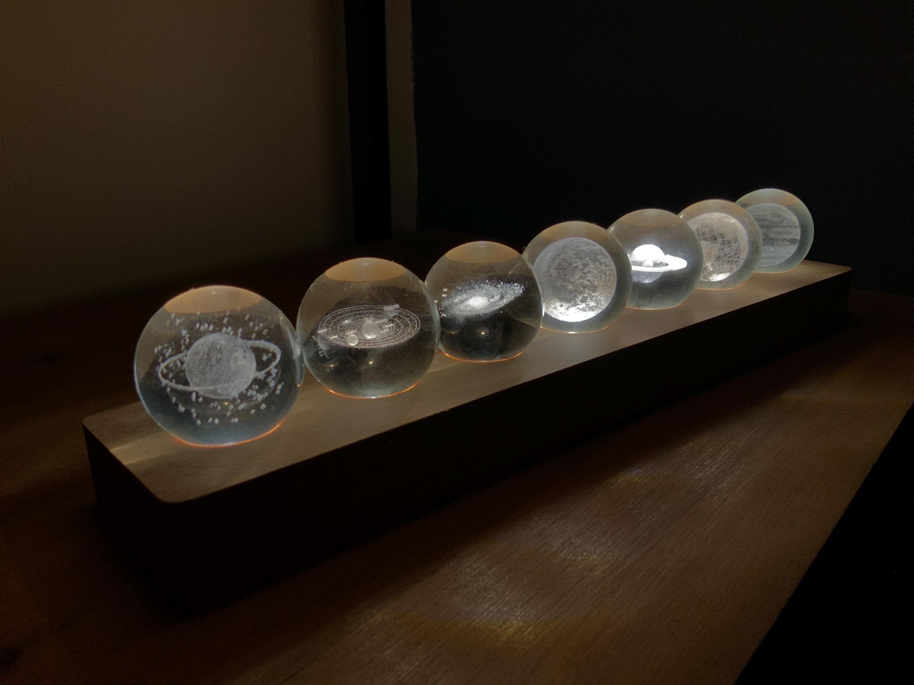Galaxy Light up Marble Glass Lamp Planets Solar System Space Night ...