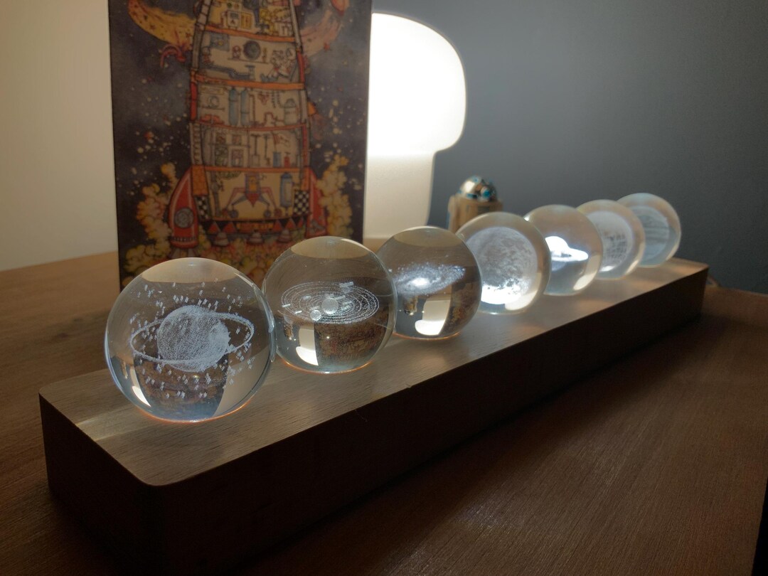 Galaxy Light up Marble Glass Lamp Planets Solar System Space Night ...