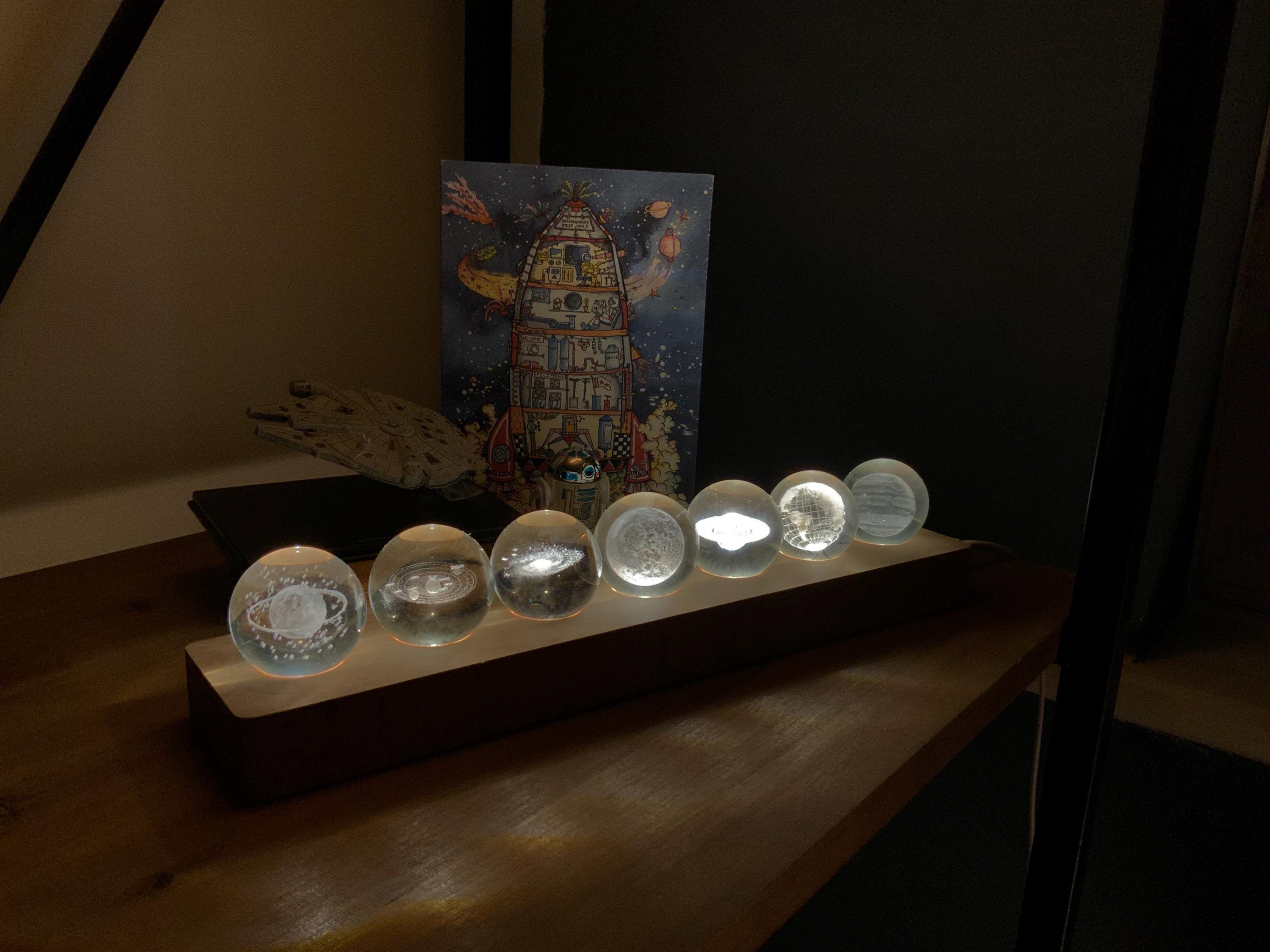 Galaxy Light up Marble Glass Lamp Planets Solar System Space Night ...