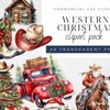Watercolor Western Christmas Clipart Pack western Santa Cowboy Santa ...