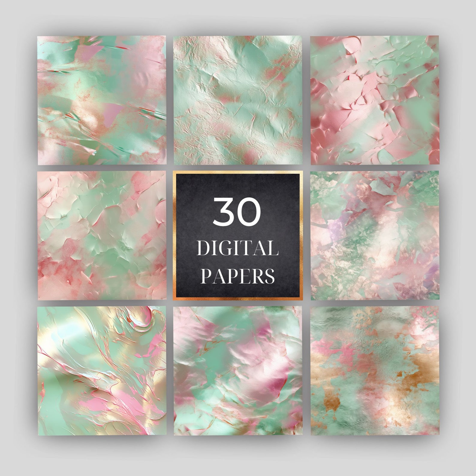 Sage and Pink Digital Papers Seamless-metallic Marble Textures ...