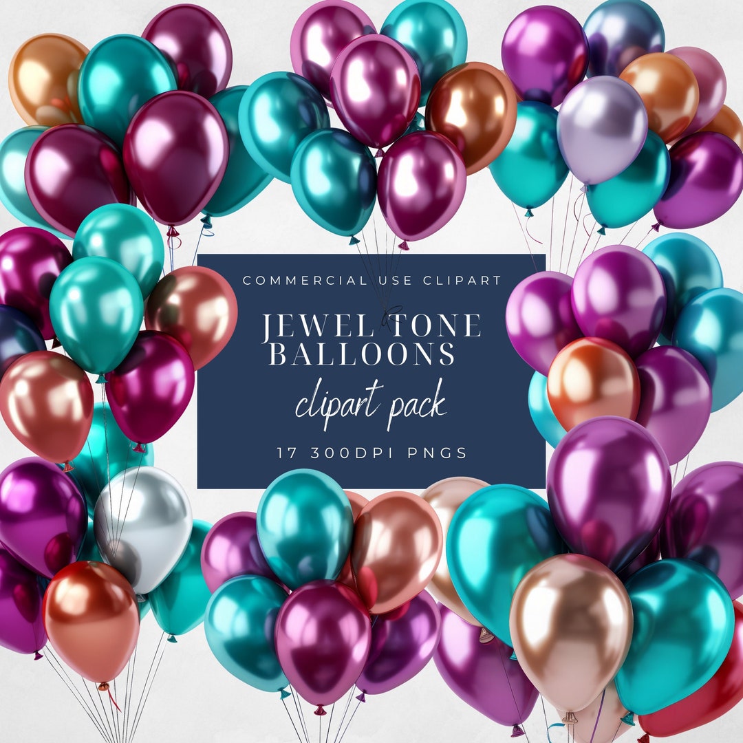 Jewel Tone Balloon Clipart Party Balloons -300DPI Transparent Png ...