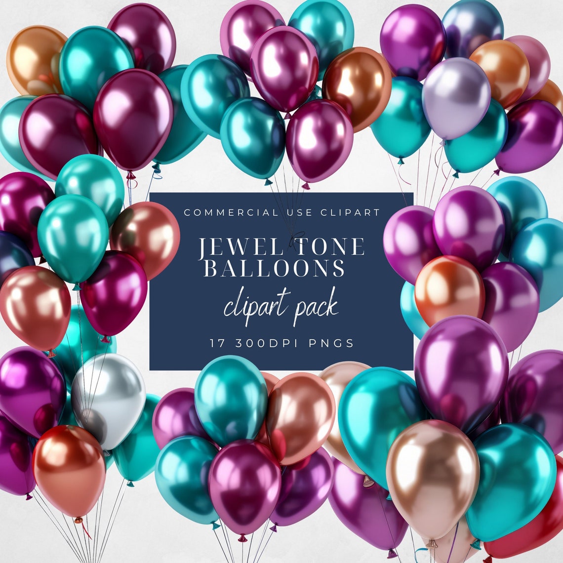 Jewel Tone Balloon Clipart Party Balloons 300DPI Transparent Png ...