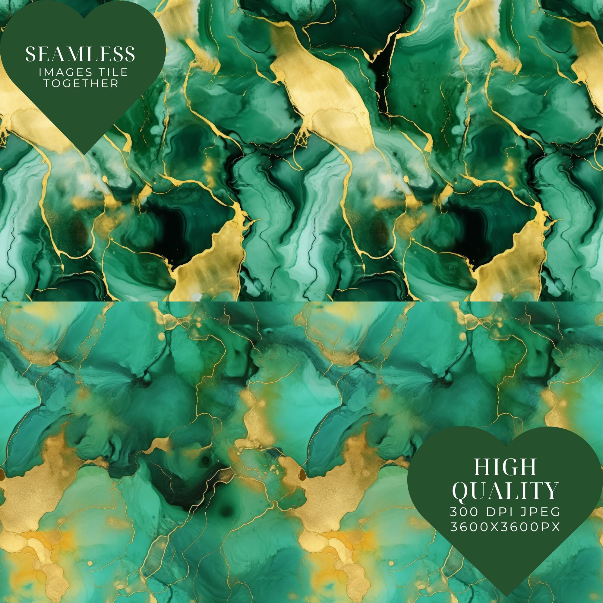 Emerald Green & Gold Alcohol Ink Seamless Digital Paper Clipart ...