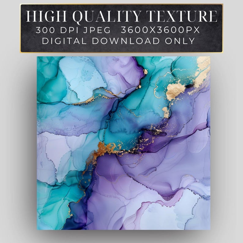 Alcohol Ink Digital Paper Bundle-purple & Teal Texture Clipart-jpeg ...